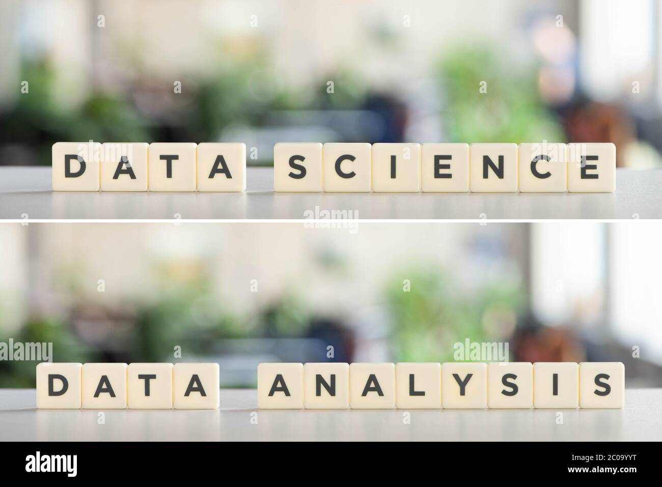 collage of white cubes with data science and data analysis inscription ...