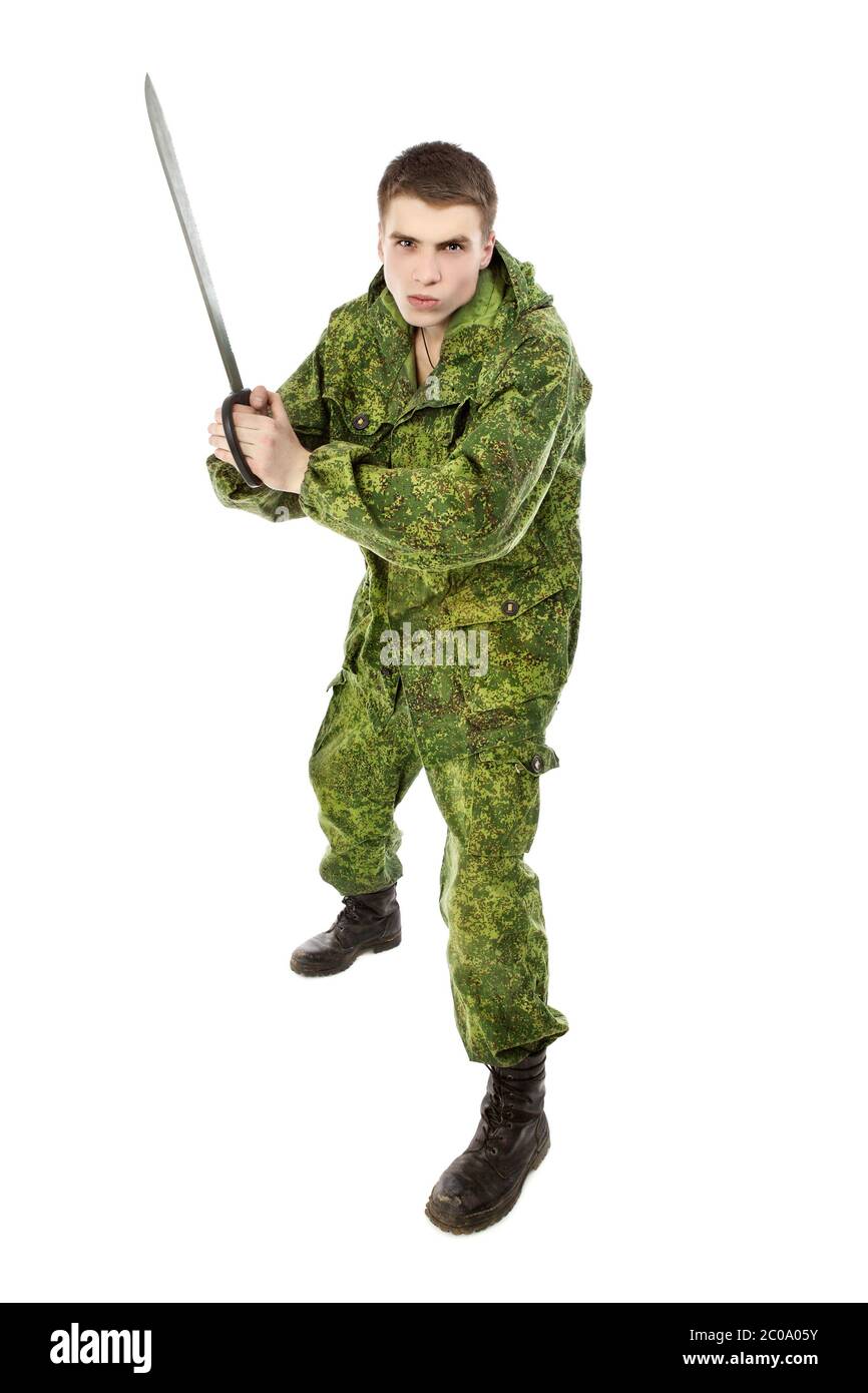 Military Man With Blade Stock Photo - Alamy