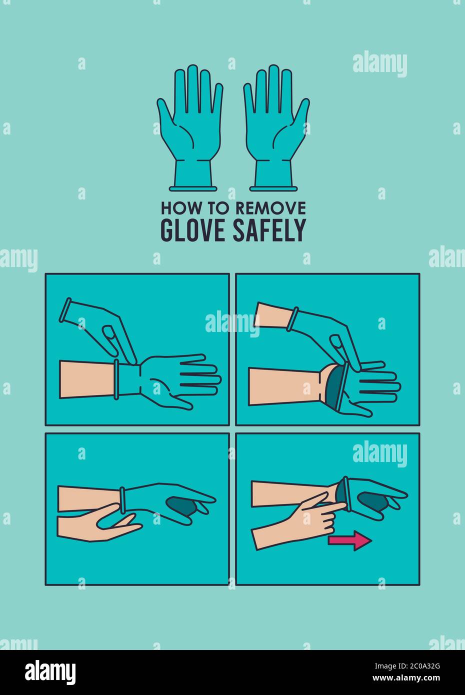 how to remove the gloves covid19 infographic vector illustration design ...