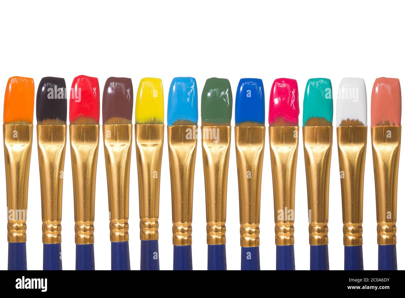 Set of paintbrushes with color paints Stock Photo - Alamy
