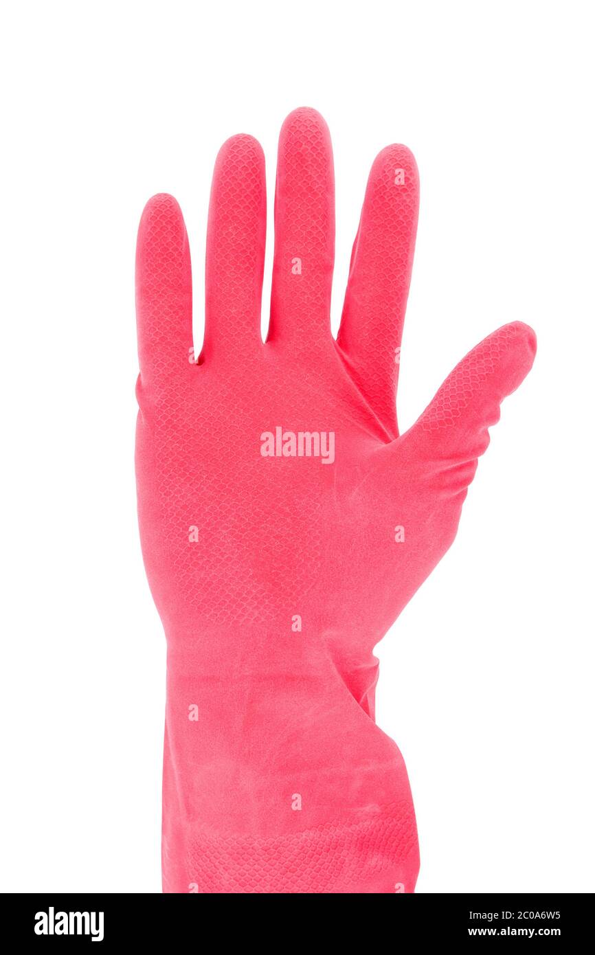 Hand with red rubber glove Stock Photo - Alamy