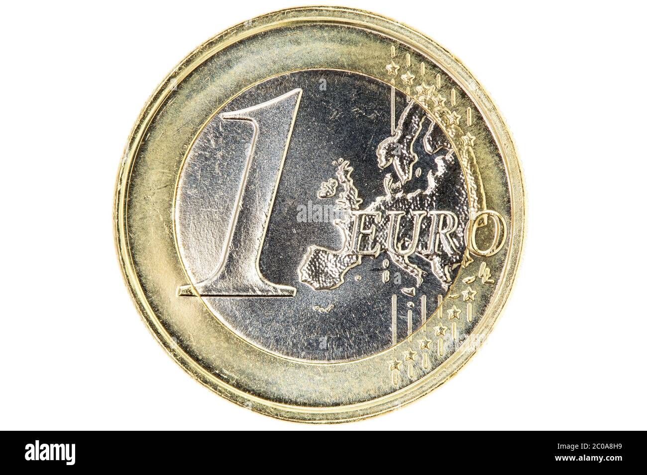 One Euro Coin Isolated on White Stock Photo - Alamy