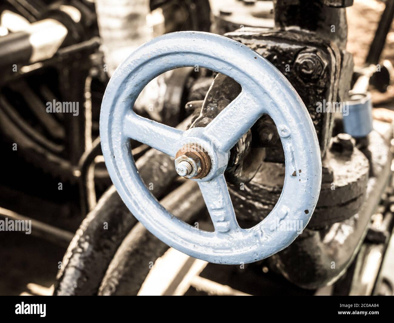 Vintage hand valve on the pipe. Typical industrial equipment Stock ...