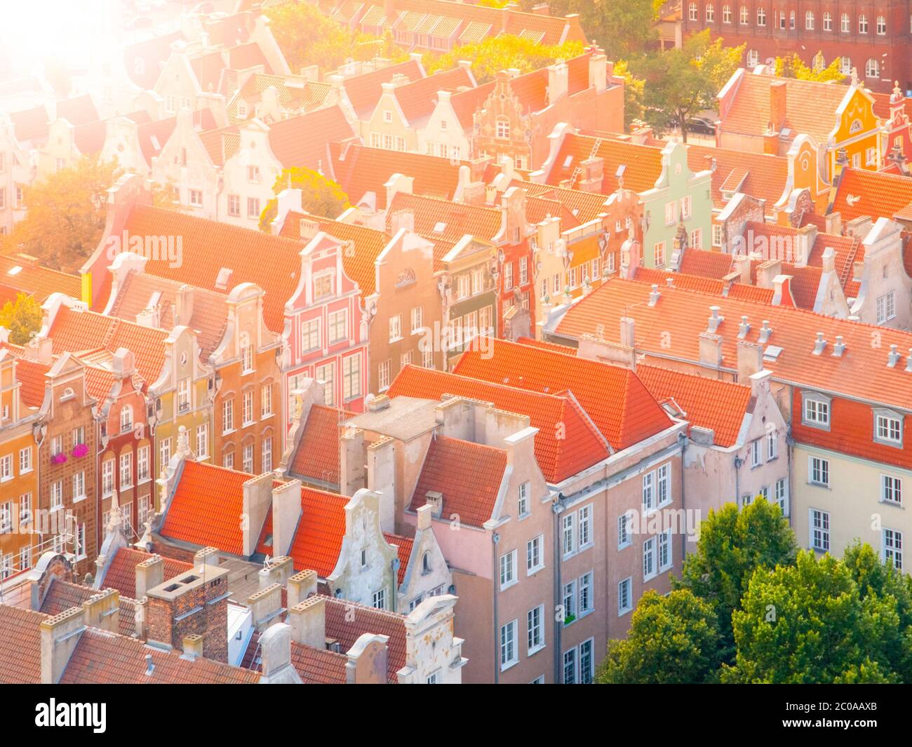 Aerial view of red houses rooftops in Gdansk, Poland Stock Photo - Alamy