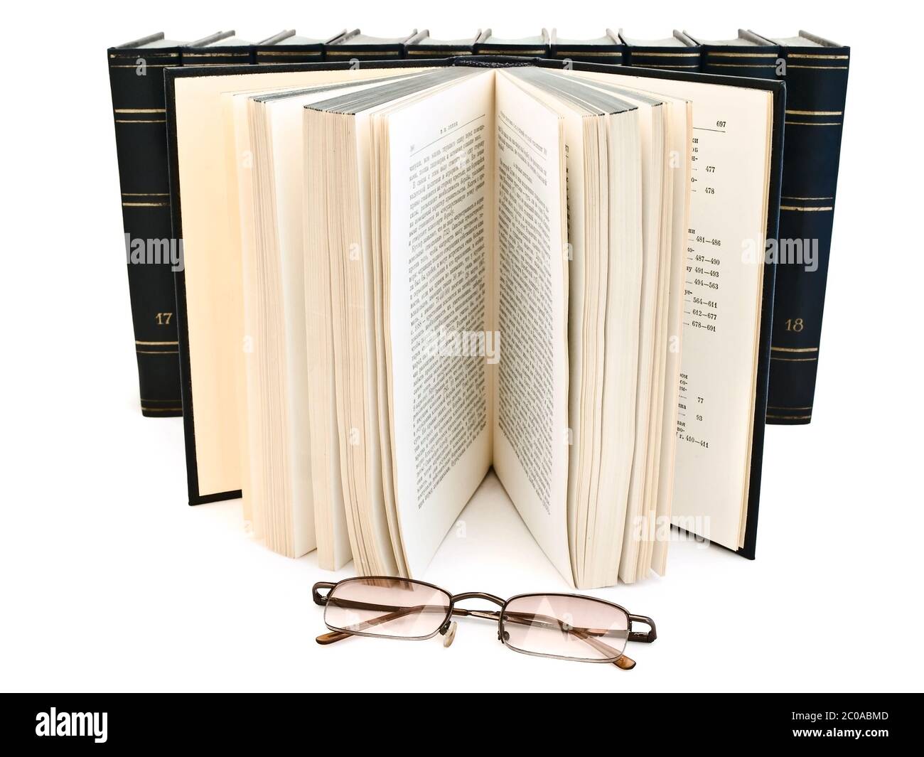 Books and Glasses Stock Photo - Alamy