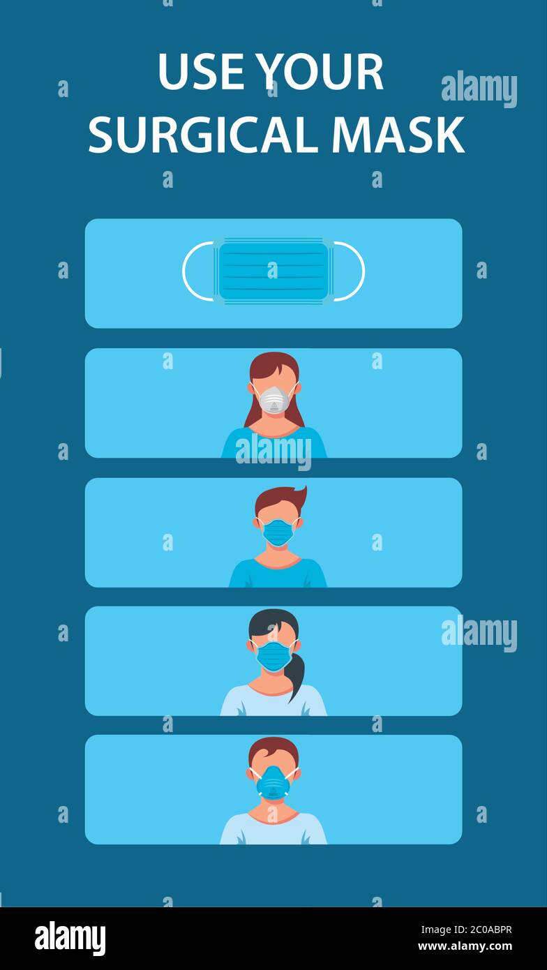 use surgical mask prevent covid19 poster vector illustration design ...