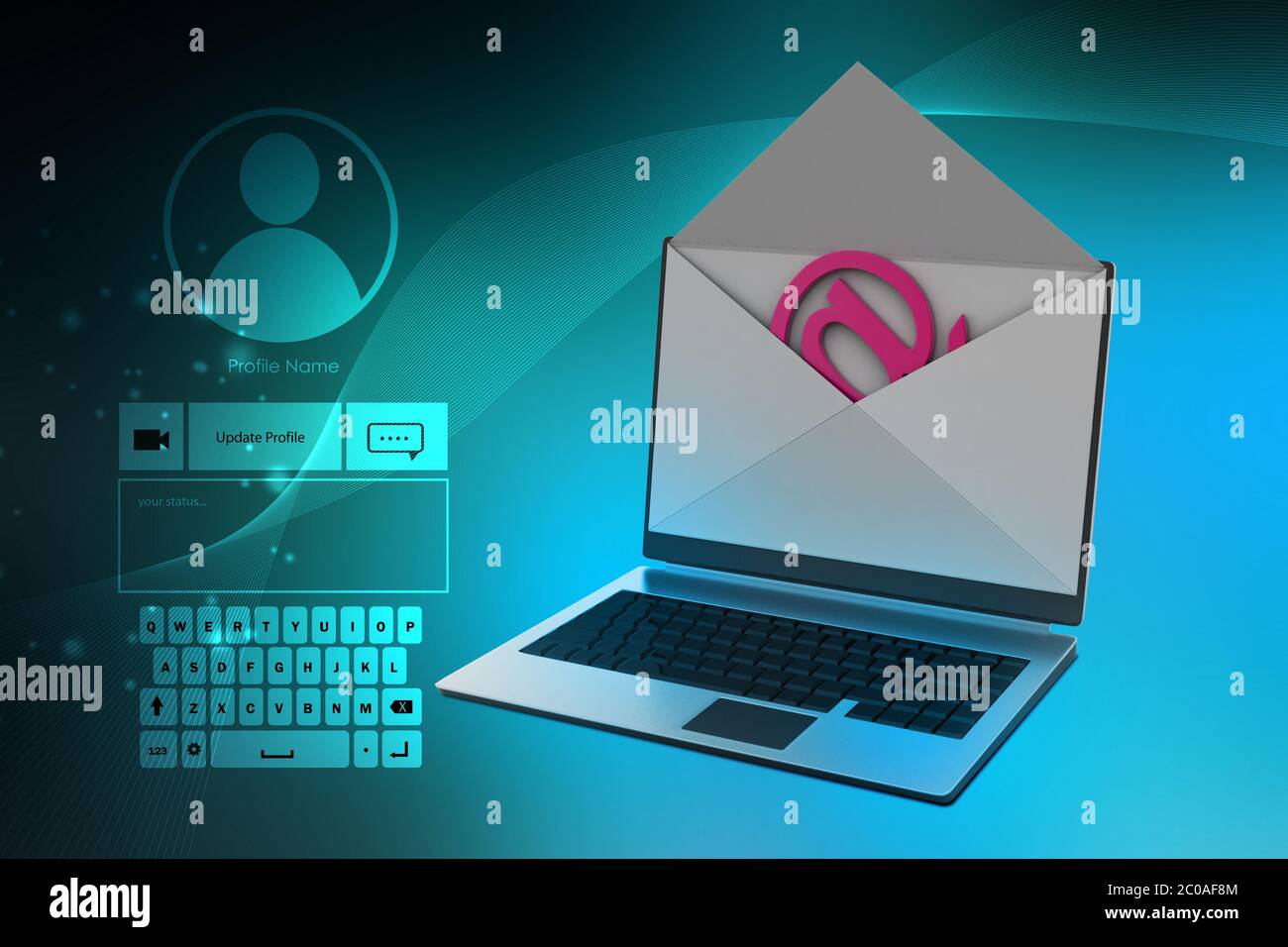 E-mail concept. Modern Laptop and envelope Stock Photo - Alamy