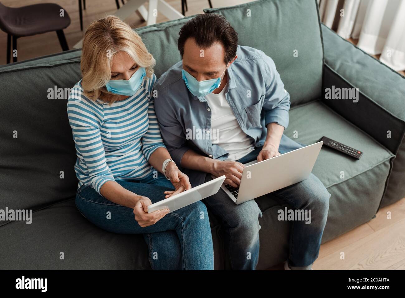 Overhead view couple using hi-res stock photography and images - Alamy
