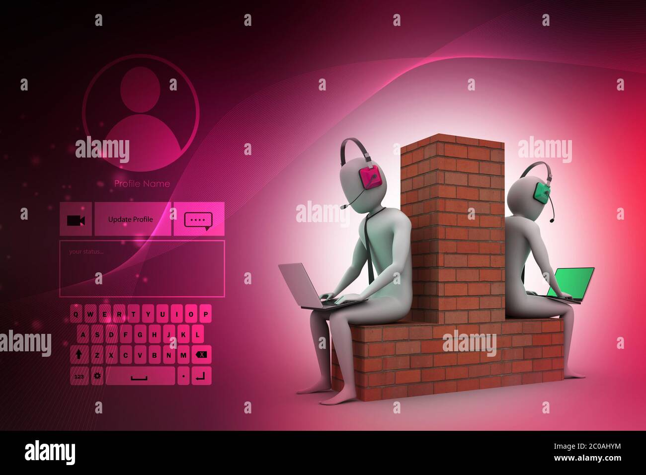 3d people working in laptop Stock Photo - Alamy