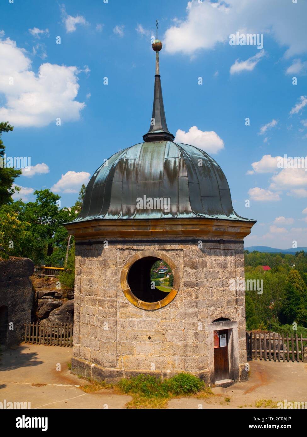 Small stone chapel with rounded roof, Sloup Castle, Czech Republic ...