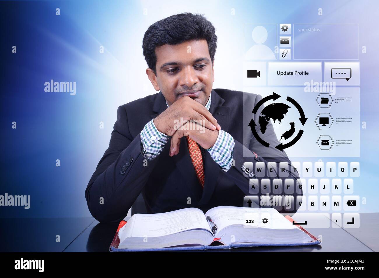 Business man reading book Stock Photo - Alamy