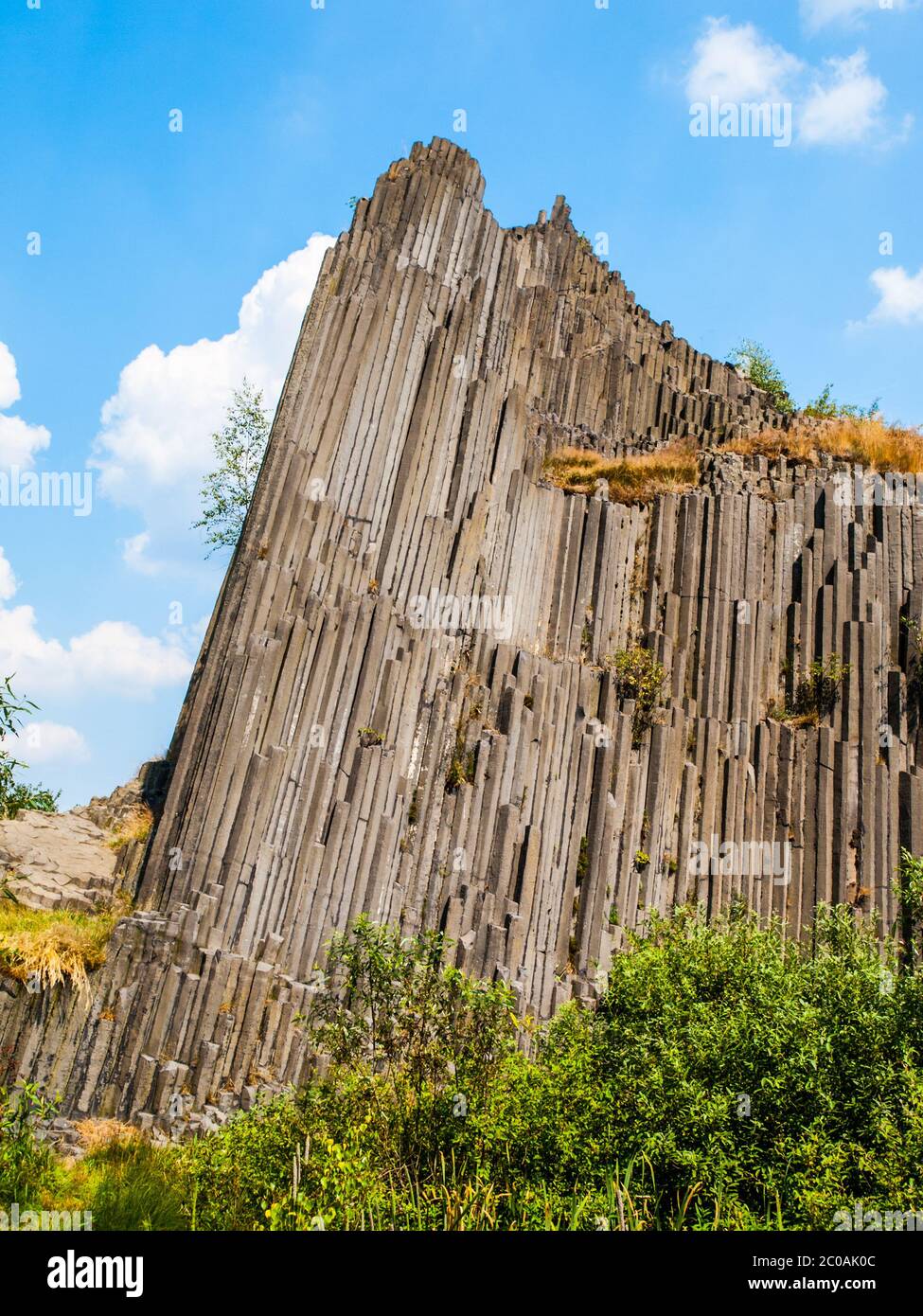 Unique basalt organ pipes rock formation of Panska skala near Kamenicky ...