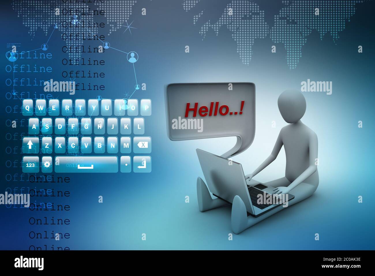 3d person chatting with laptop Stock Photo - Alamy