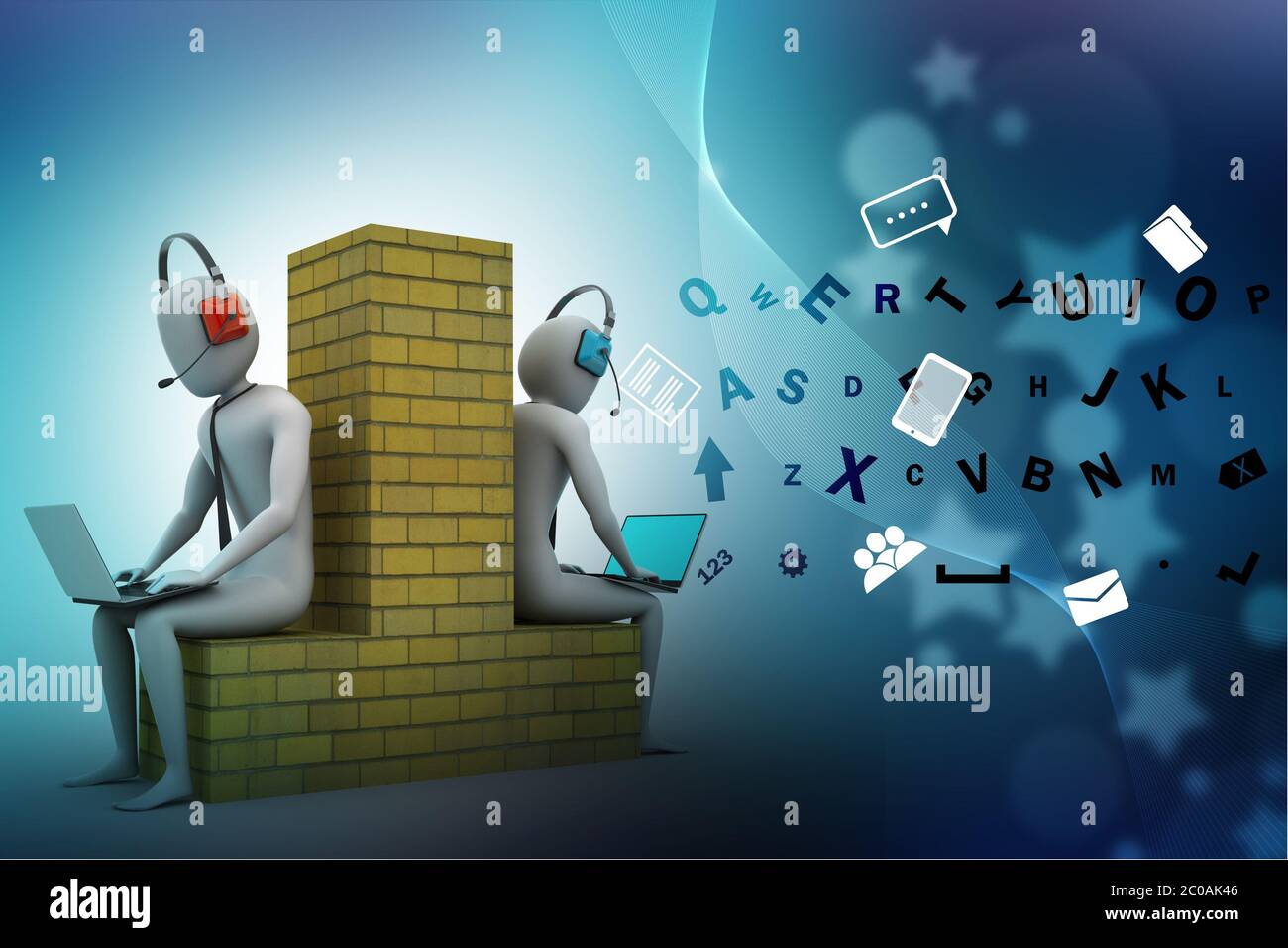 3d people working in laptop Stock Photo - Alamy