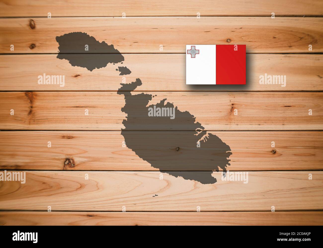Map and flag of Malta on wooden background, 3D illustration Stock Photo ...