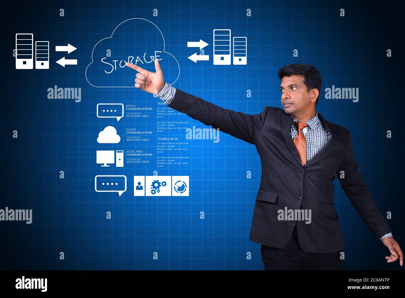 Business man showing concept of cloud computing Stock Photo - Alamy