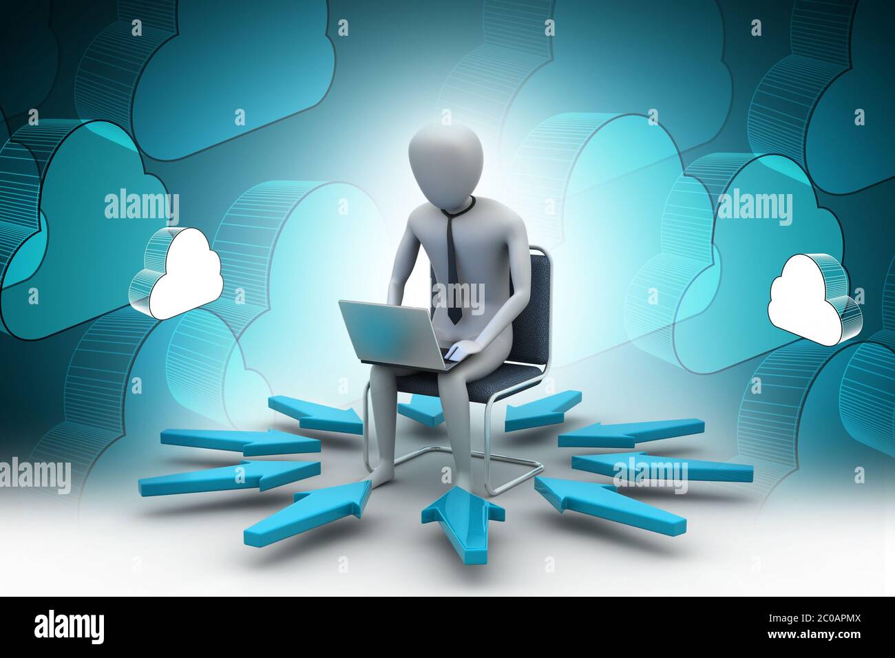 3d man working on laptop Stock Photo - Alamy