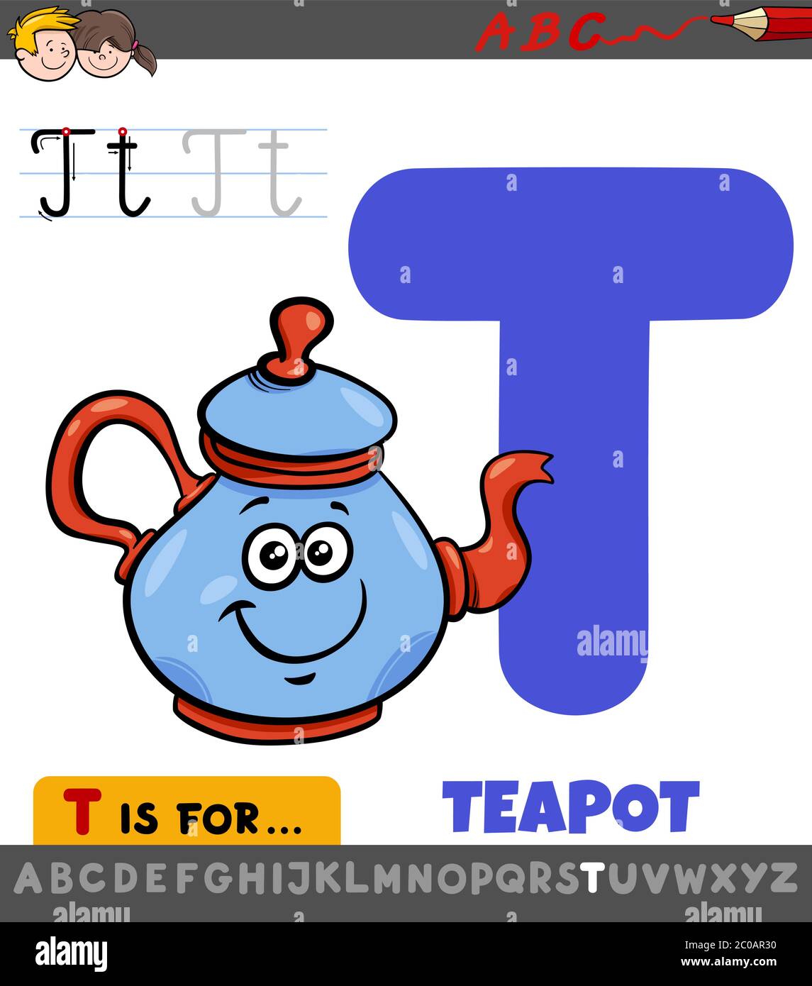 Educational Cartoon Illustration of Letter T from Alphabet with Comic ...
