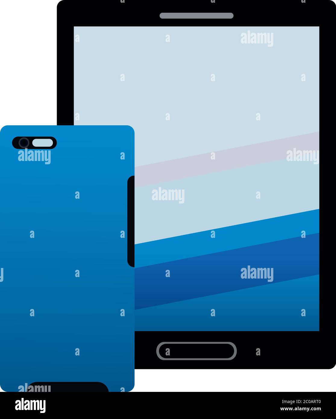 tablet with smartphone stationery templates vector illustration design ...
