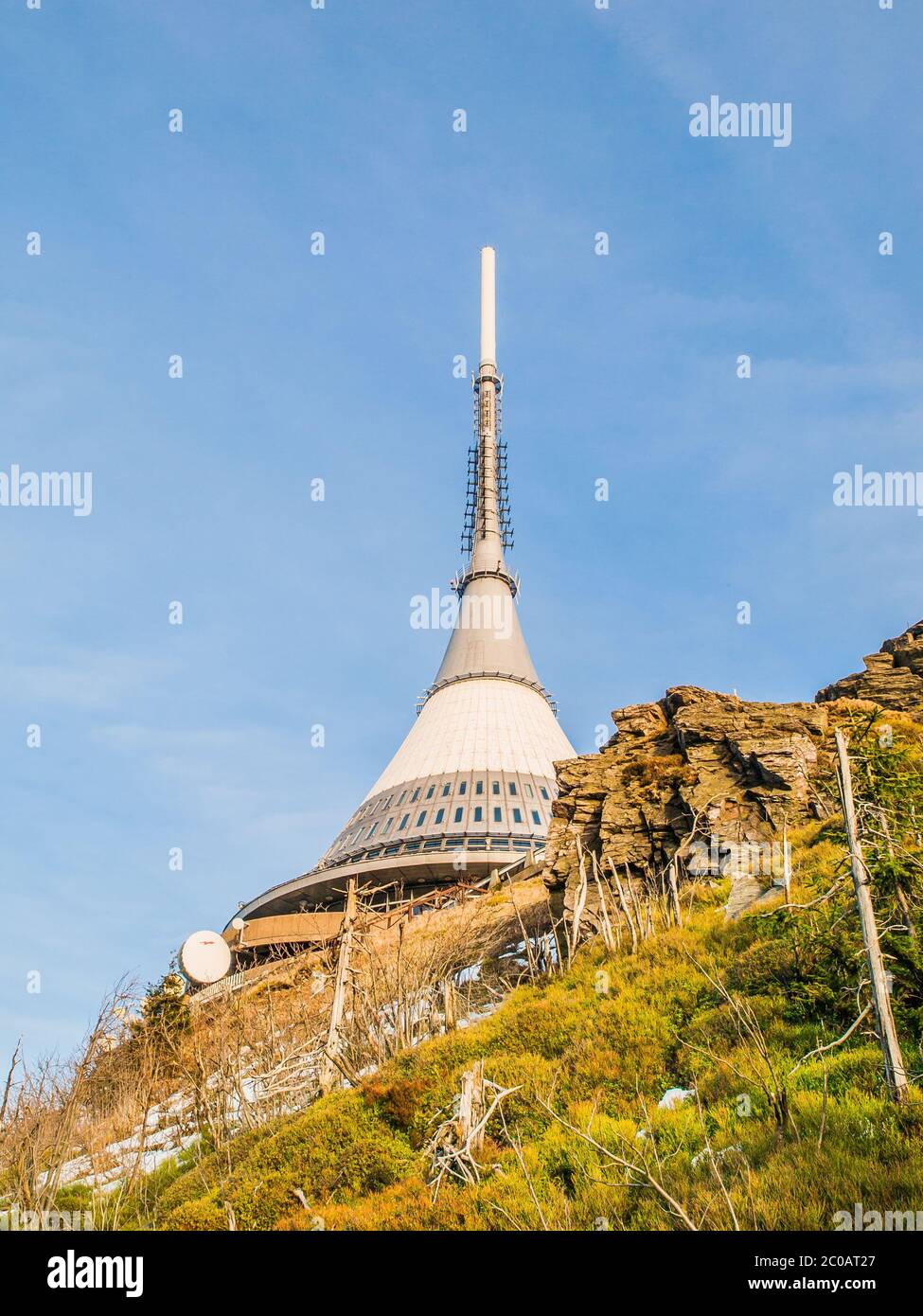 Jested - unique architectural building. Hotel and TV transmitter on the ...