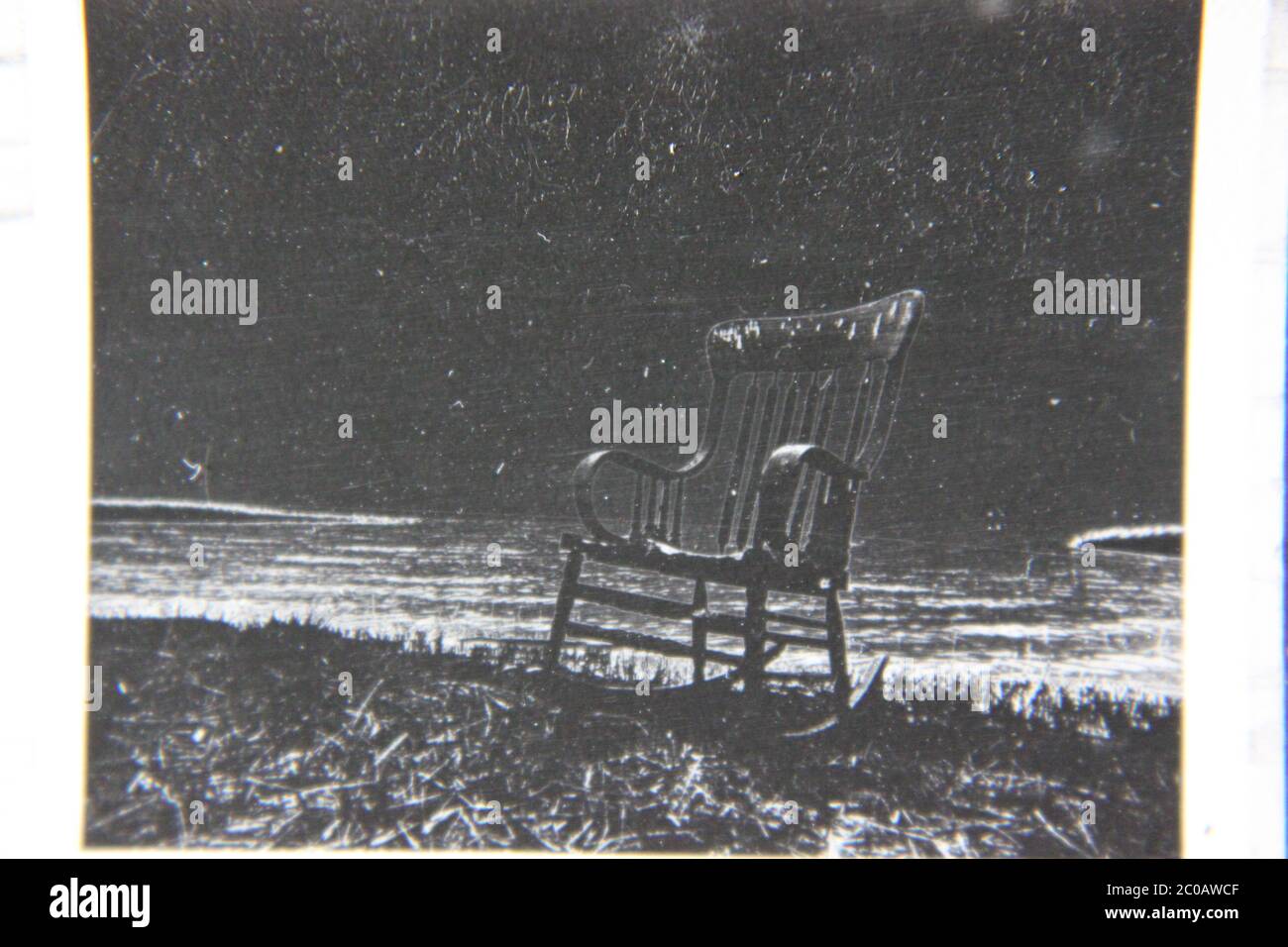 Fine 70s vintage black and white extreme photography of a simple empty ...