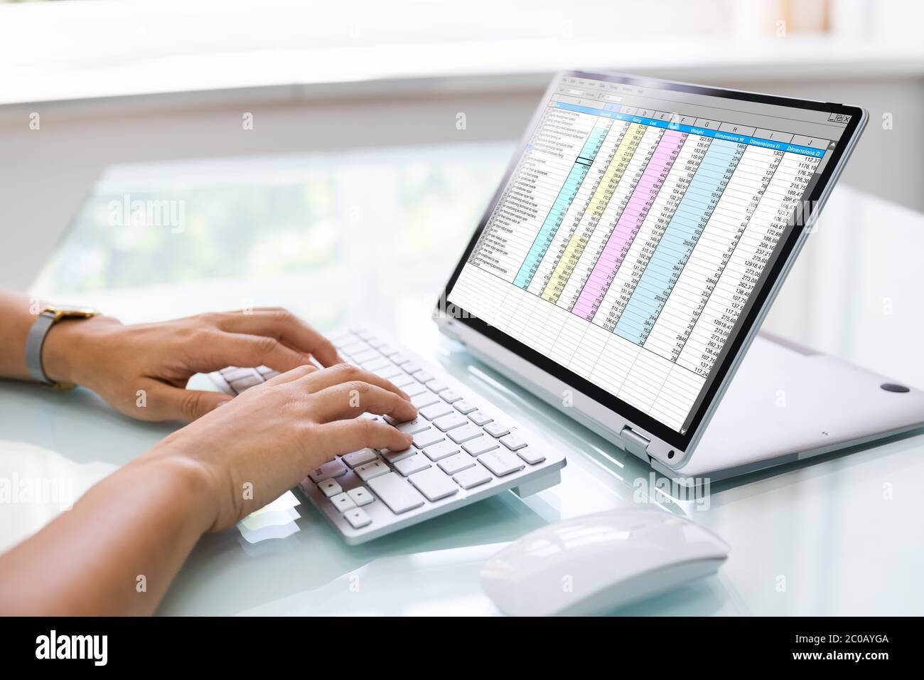 Spreadsheet On Computer Screen. Analyst Employee Working Stock Photo ...