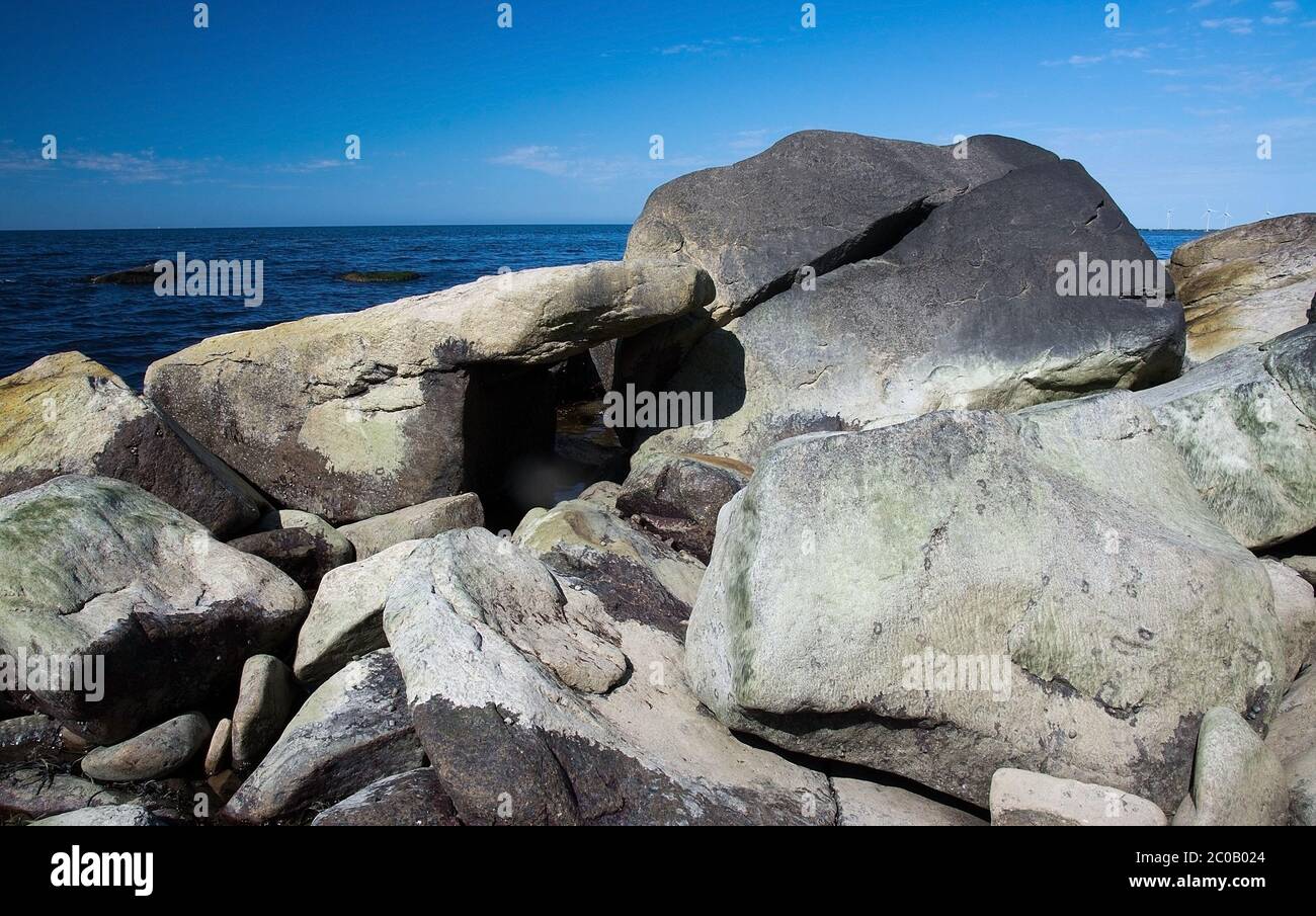 Gneiss rocks closeup on Skrea beach Stock Photo - Alamy