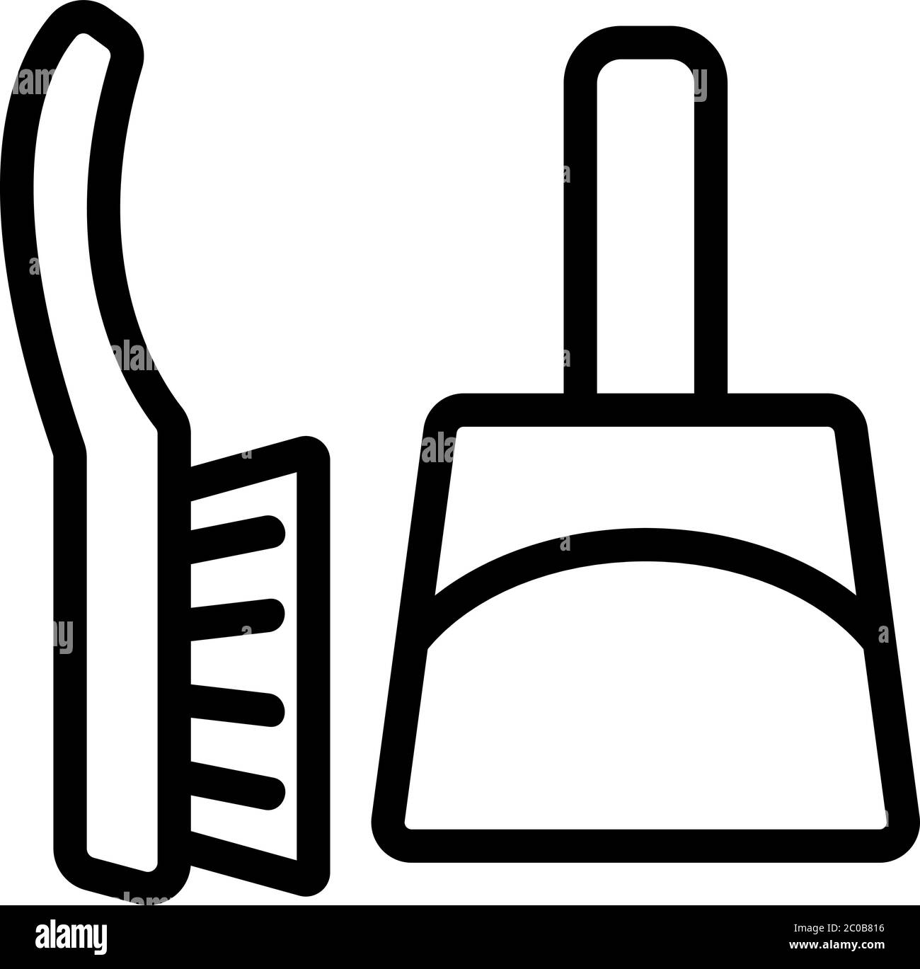dustpan and brush for brushing dust icon vector outline illustration ...