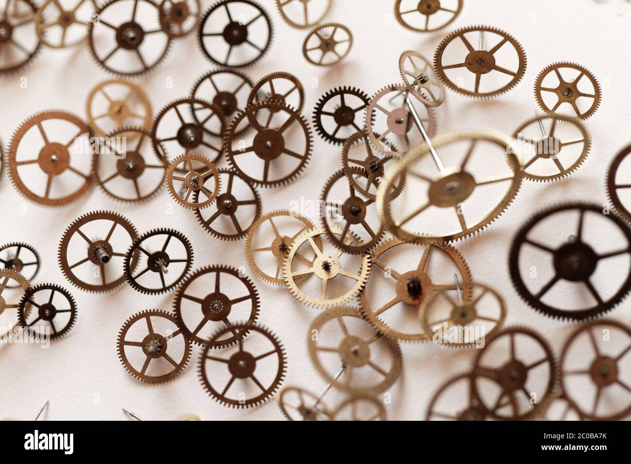 Detail of clock parts for restoration Stock Photo - Alamy