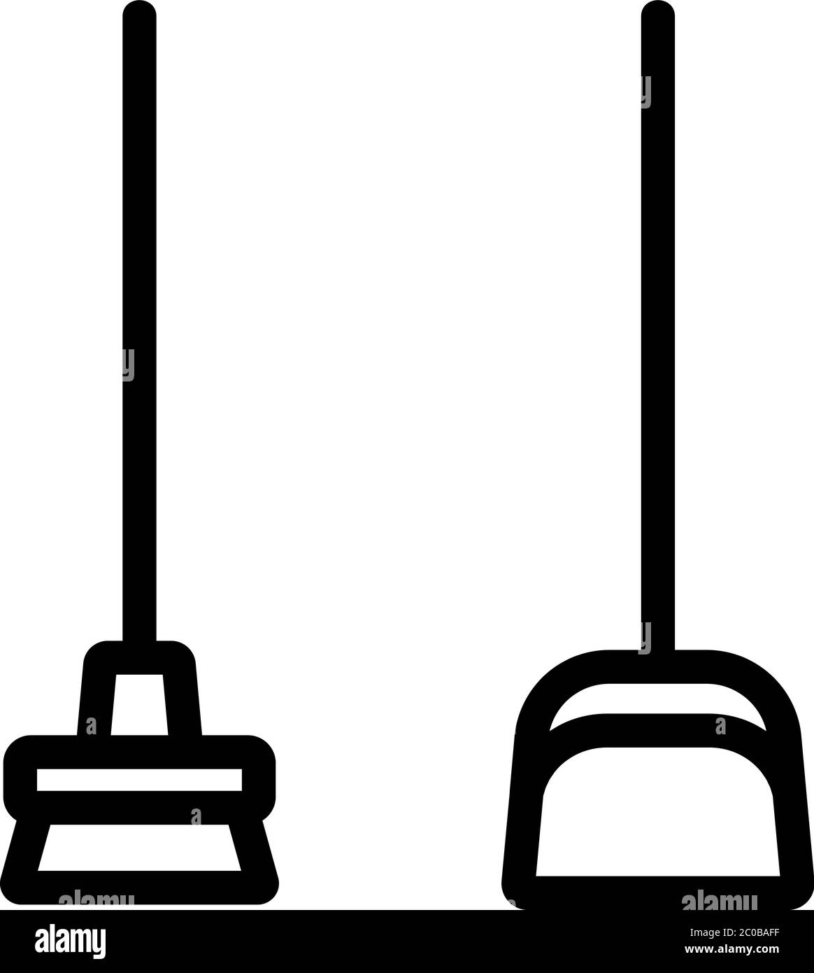 dustpan and broom icon vector outline illustration Stock Vector Image ...