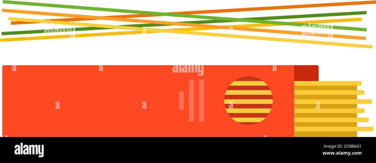 Colored spaghetti with spaghetti in a box vector flat isolated Stock ...