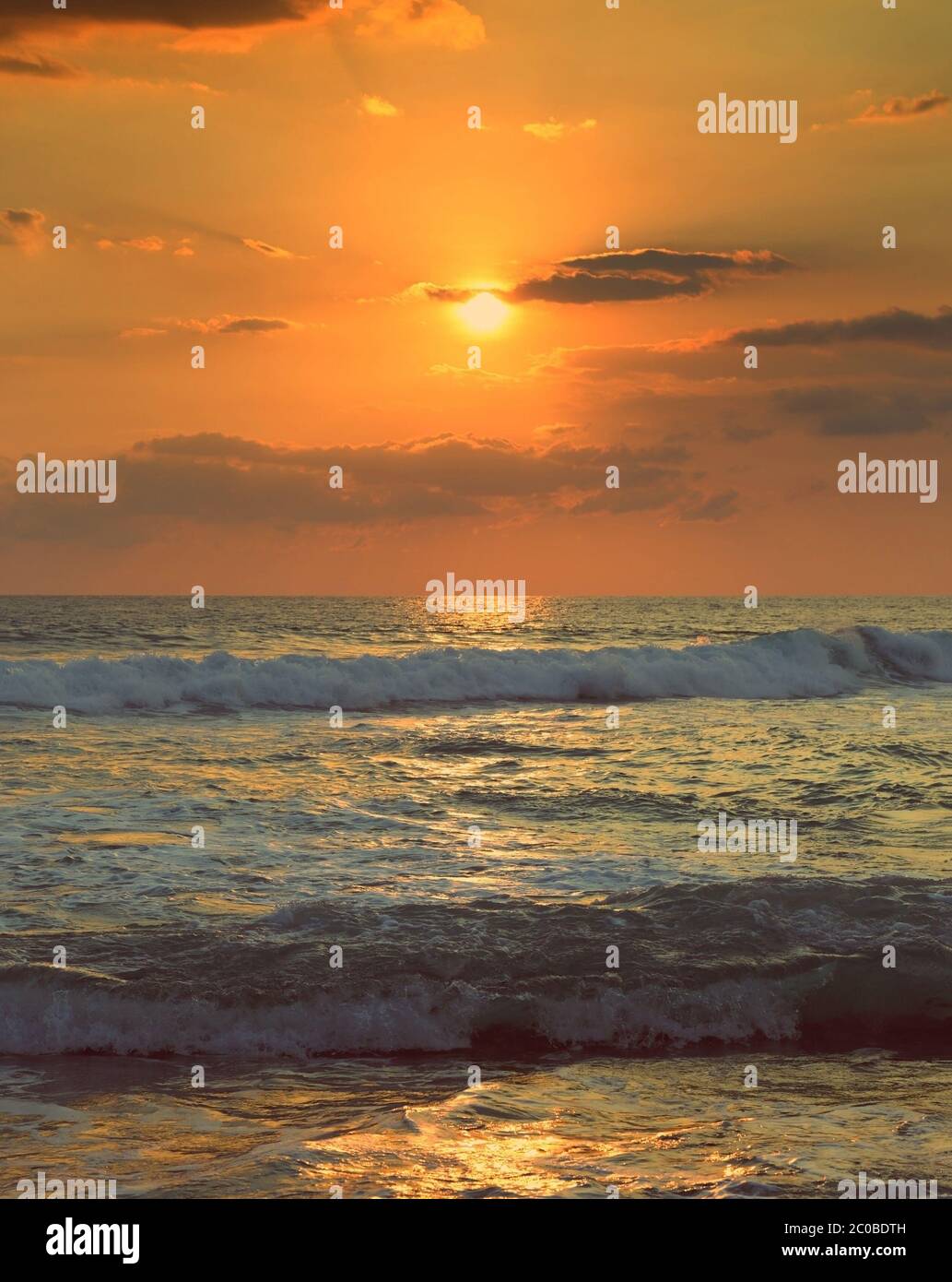 tropical sea sunset - vintage retro style Stock Photo - Alamy