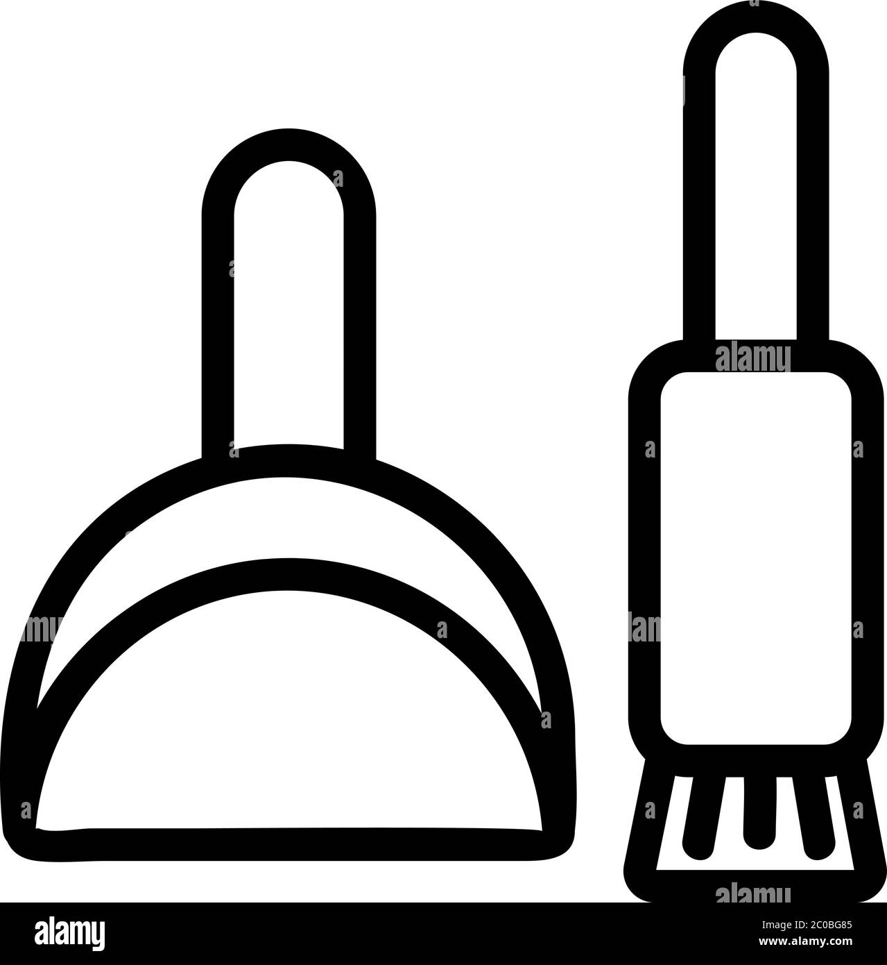 dustpan and brush cleaner tool icon vector outline illustration Stock ...