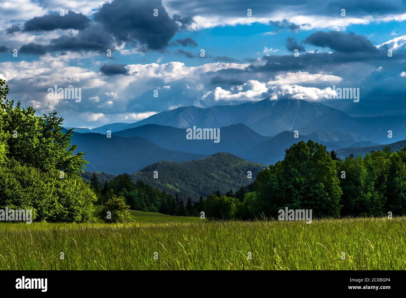 Mountains Of Alps And Rural Landscape In Austria Stock Photo - Alamy