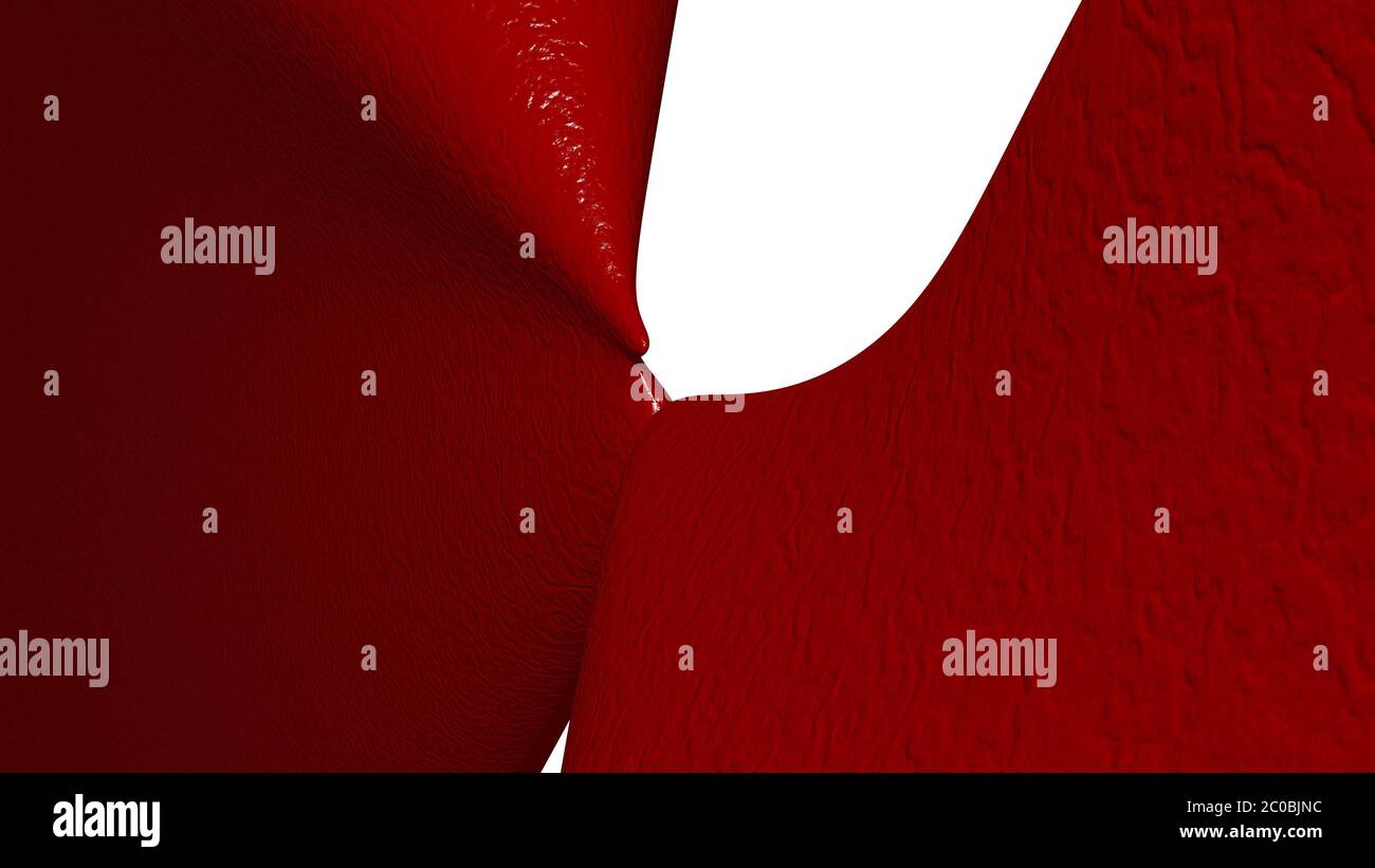 3D illustration of a geometrical shape of maroon color on a white ...