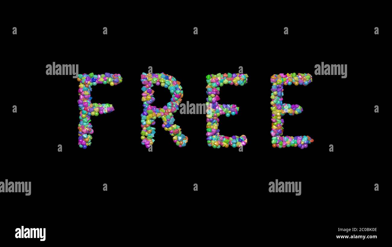 free: 3D illustration of the text made of small objects over a black ...