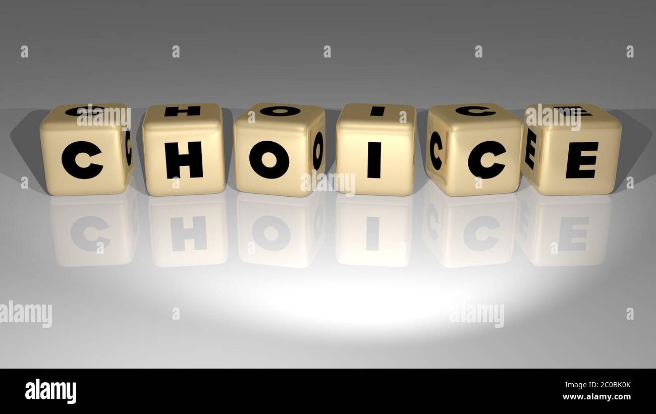 Choice made by golden dice letters and color crossing for the related ...