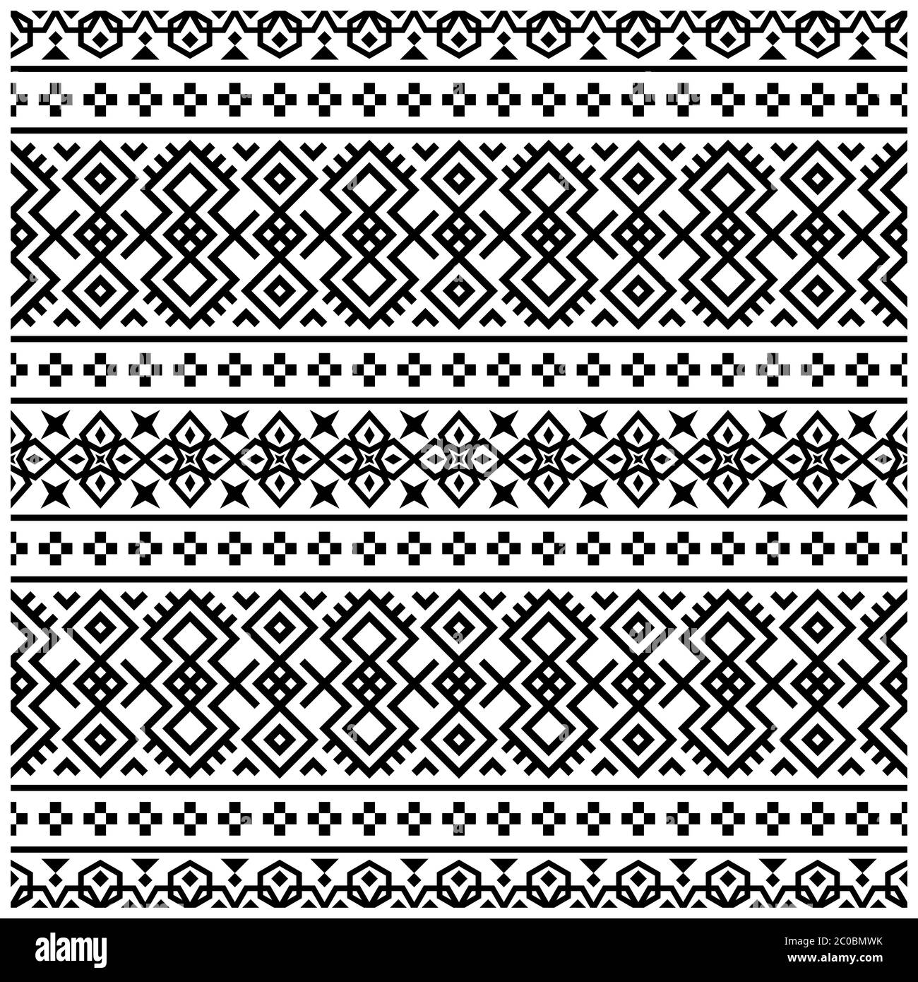 Traditional Ethnic Pattern design vector in black white color Stock ...