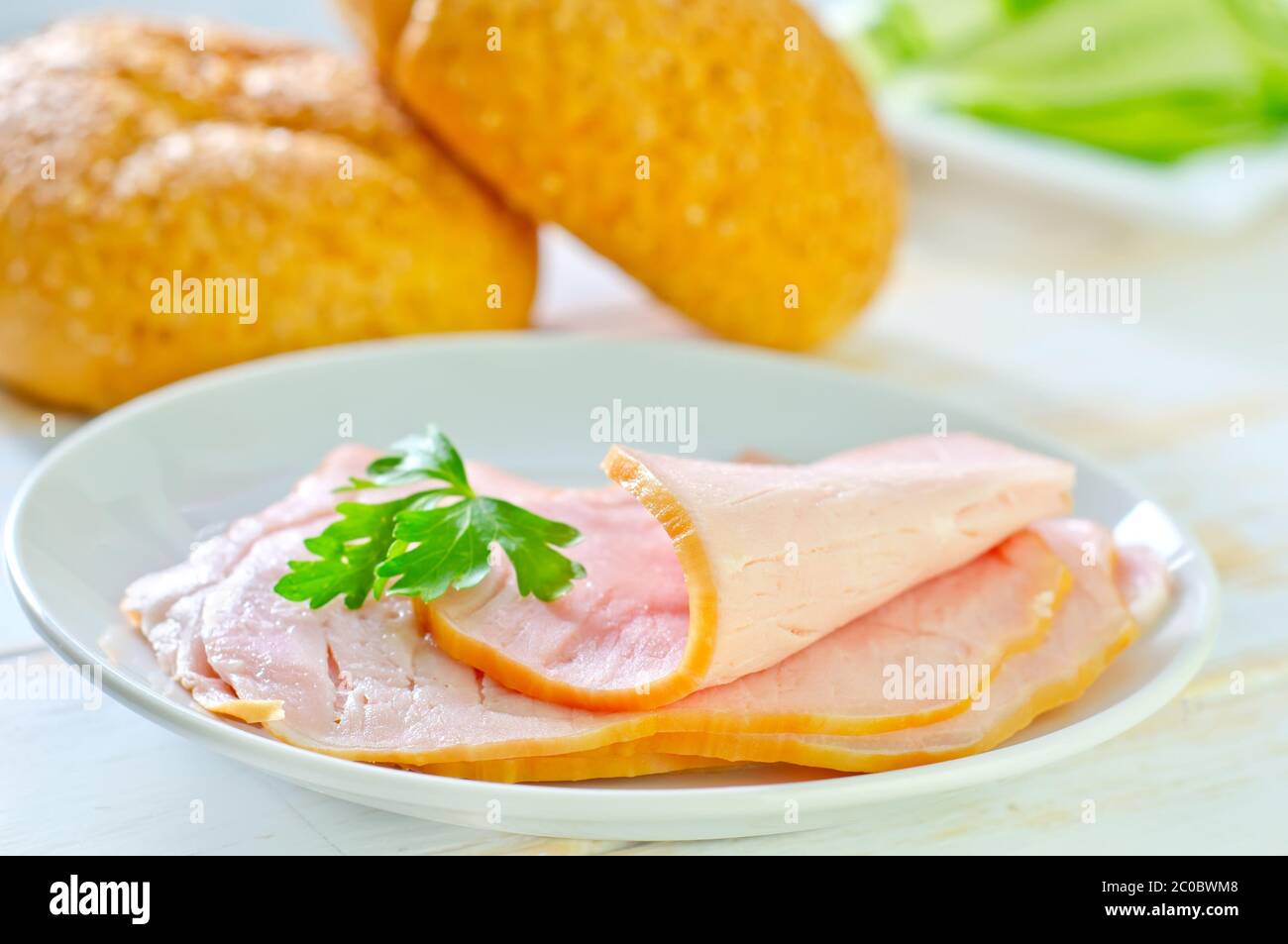 ham on plate Stock Photo - Alamy