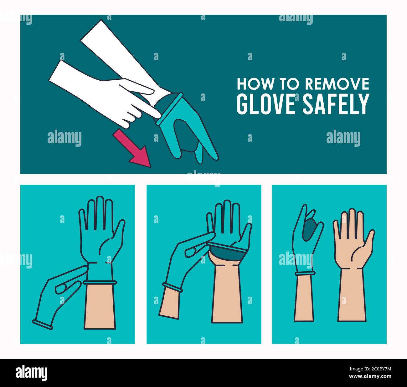 how to remove the gloves covid19 infographic vector illustration design ...
