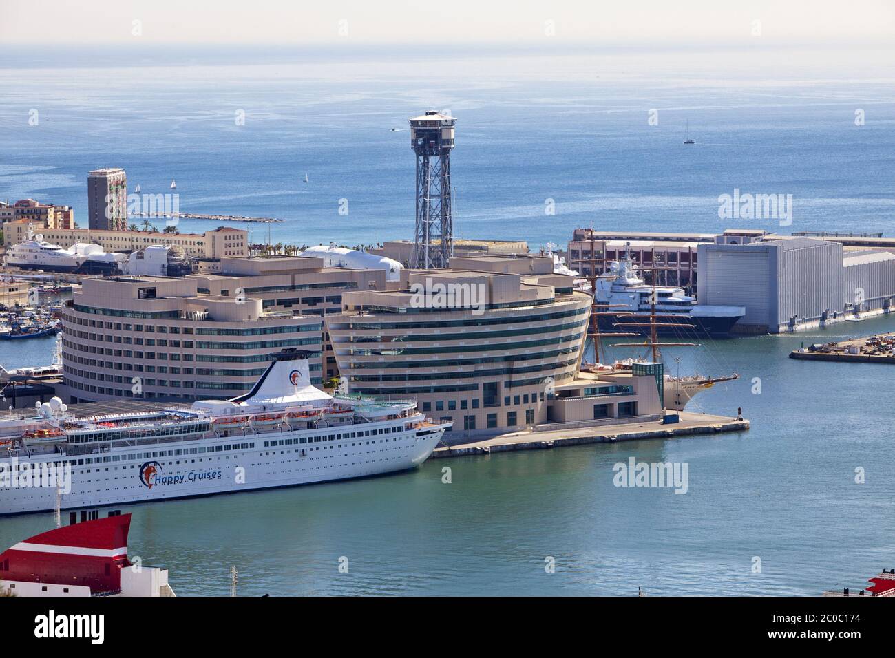 The top view on the seaport with the cruise ships Stock Photo - Alamy
