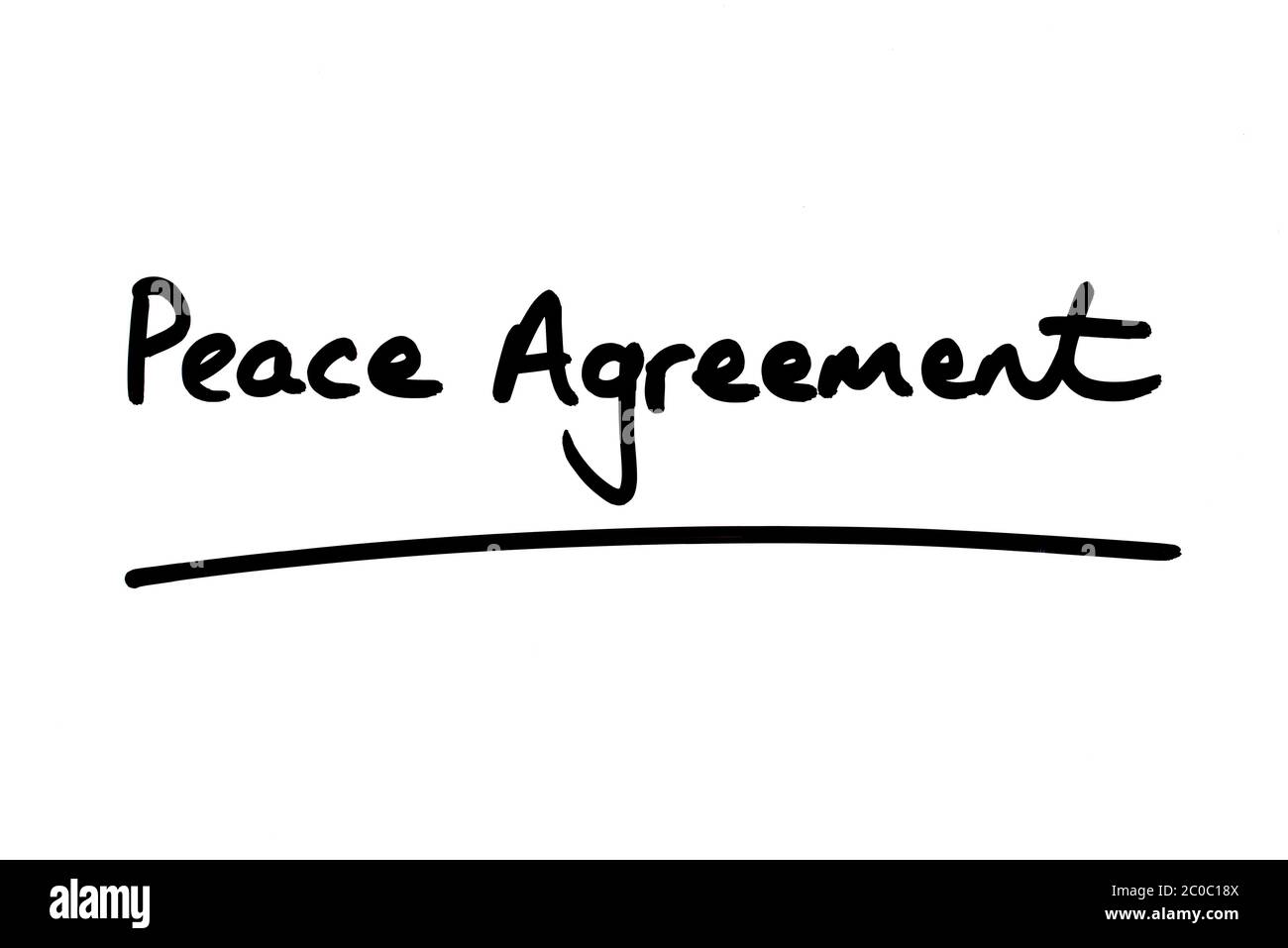 Peace Agreement handwritten on a white background Stock Photo - Alamy