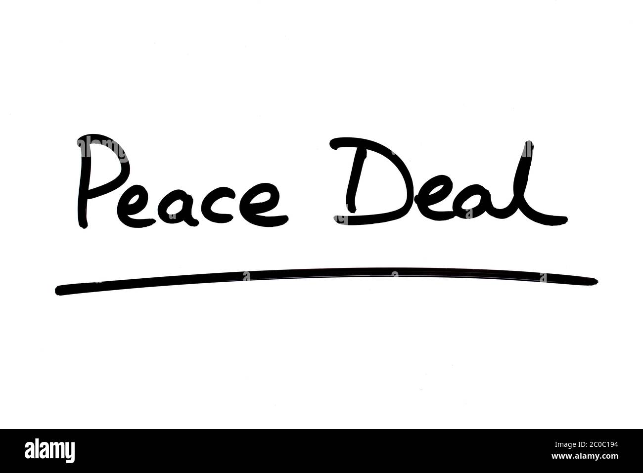 Peace Deal handwritten on a white background Stock Photo - Alamy