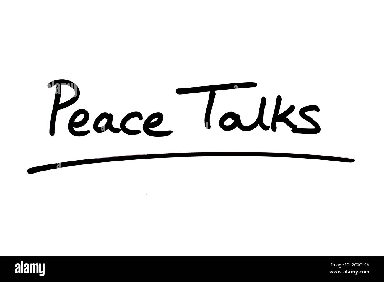 Peace Talks handwritten on a white background Stock Photo - Alamy