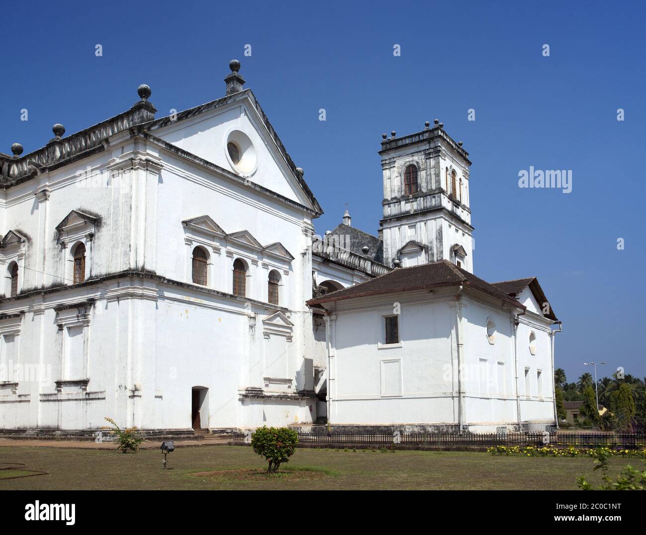 Square and churches in Old Goa, India Stock Photo - Alamy