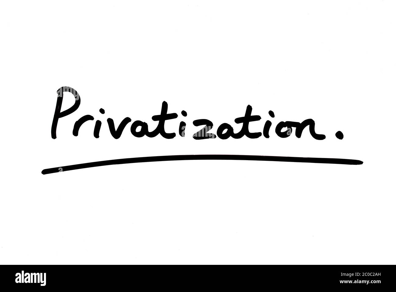 Privatization handwritten on a white background Stock Photo - Alamy