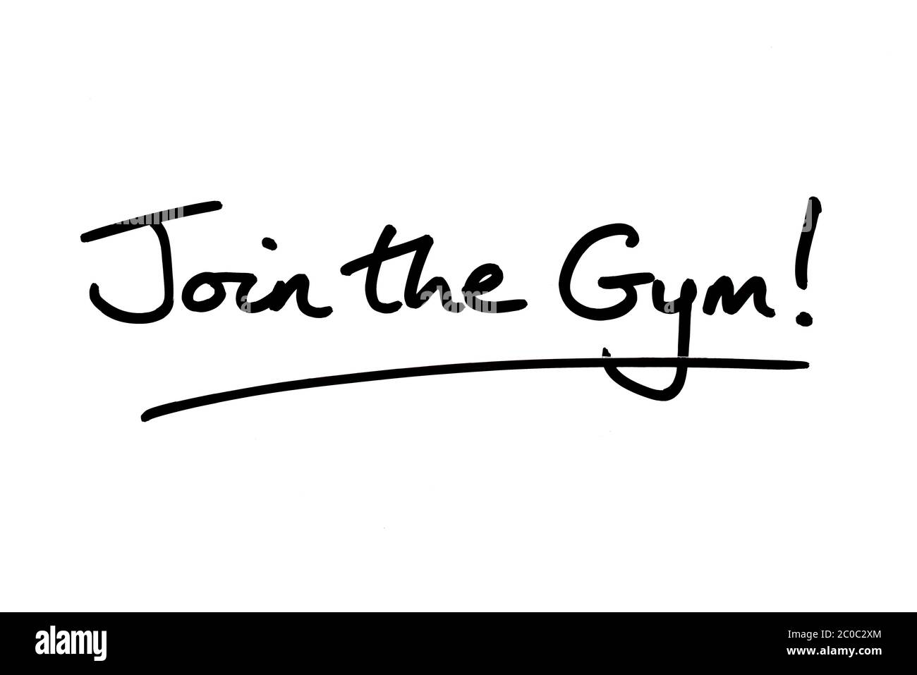 Join the Gym! handwritten on a white background Stock Photo - Alamy