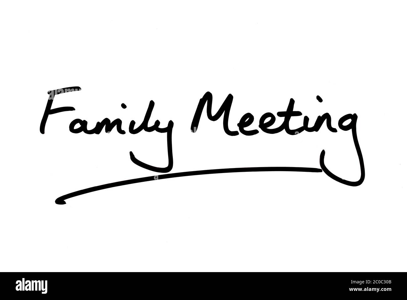 Family Meeting handwritten on a white background Stock Photo - Alamy