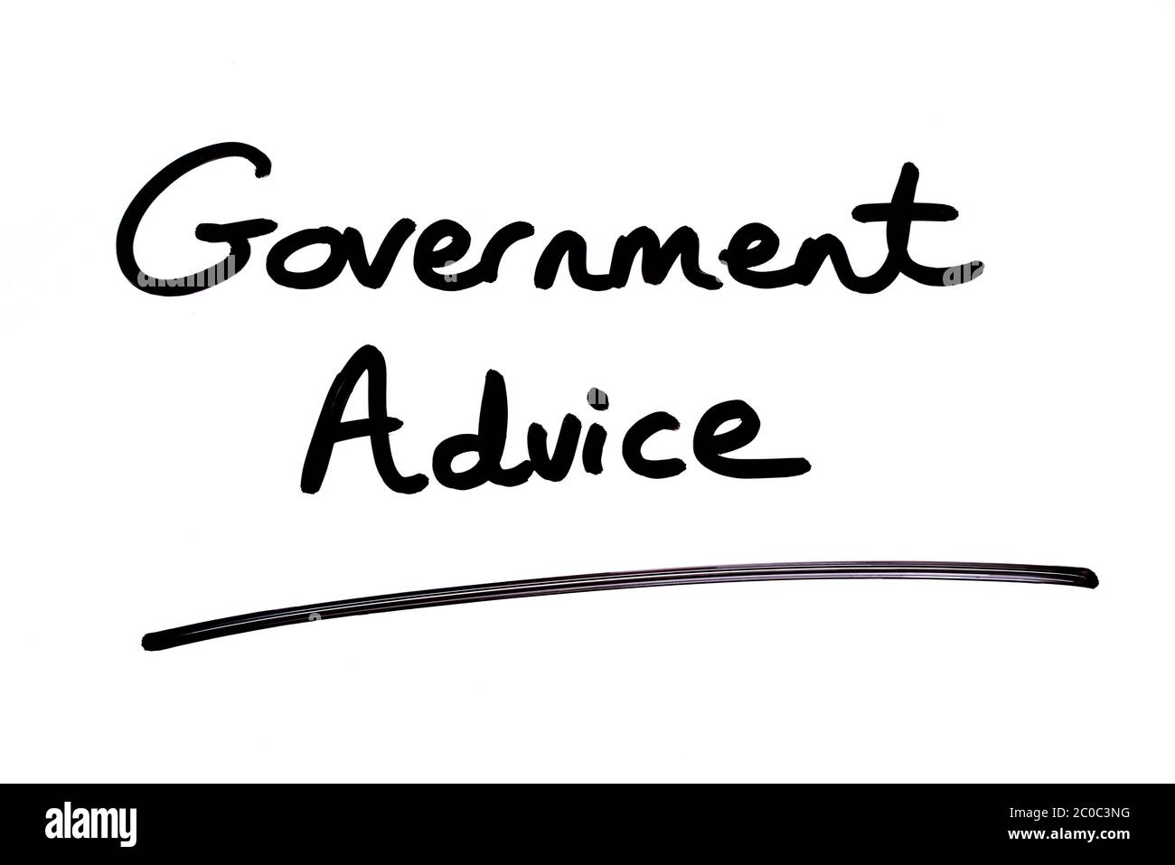 Government Advice handwritten on a white background Stock Photo - Alamy