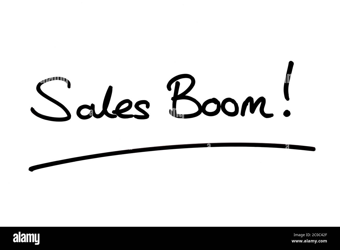 Sales Boom! handwritten on a white background Stock Photo - Alamy